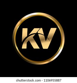 Kv Initial Circle Company Logo Gold Stock Vector (Royalty Free) 1106955887