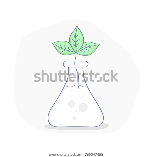 Lab Flask Plant Green Leaves Chemistry Stock Vector (Royalty Free ...