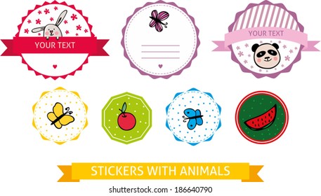 Label Animals Sticker Collection Stock Vector (Royalty Free) 186640790 ...