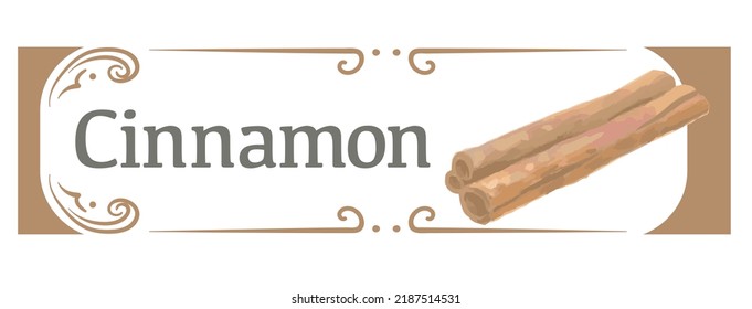 Label Icon Cinnamon Watercolor Vector Illustration Stock Vector ...