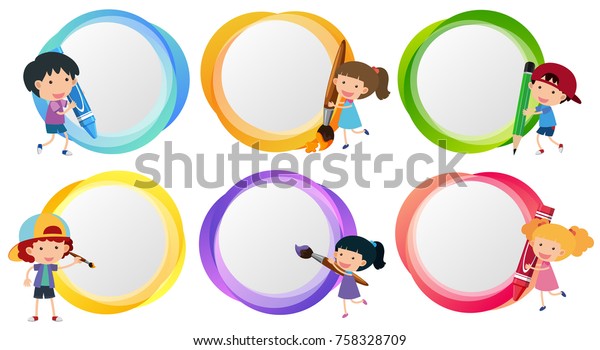 Label Templates Kids Coloring Illustration Stock Vector (Royalty Free ...