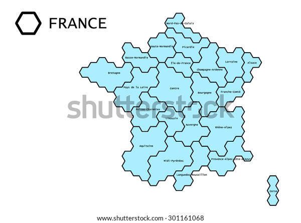 Labeled Vector Map France Regions Lines Stock Vector (Royalty Free ...