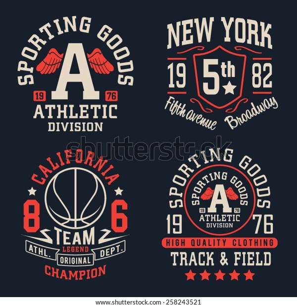 Labels Athletic Typography Tshirt Graphics Vectors Stock Vector ...