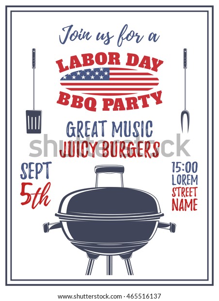 Labor Day Barbecue Party Background Poster Stock Vector (Royalty Free ...