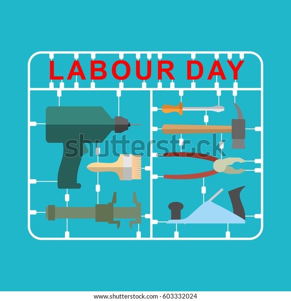 Labor Day Set Tools Plastic Kit Stock Vector (Royalty Free) 603332024 ...