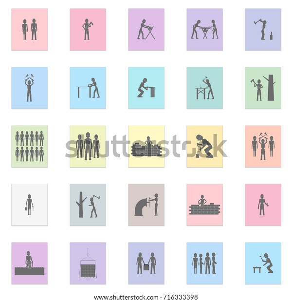 Labor People Set Vector Black Icon Stock Vector (Royalty Free ...