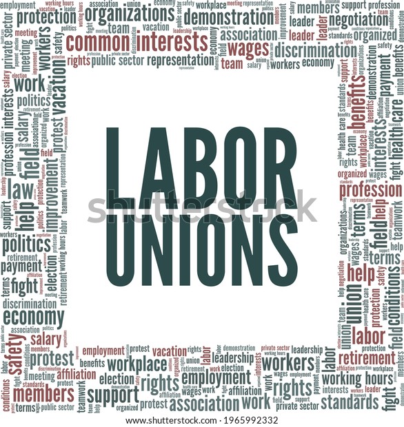 Labor Unions Vector Illustration Word Cloud Stock Vector (Royalty Free ...