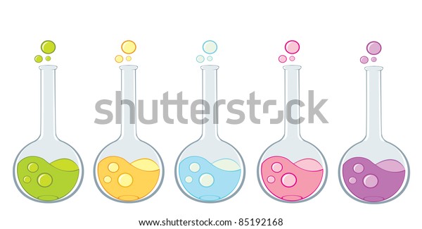 Laboratory Apparatus Colorful Solution Color Beakers Stock Vector ...