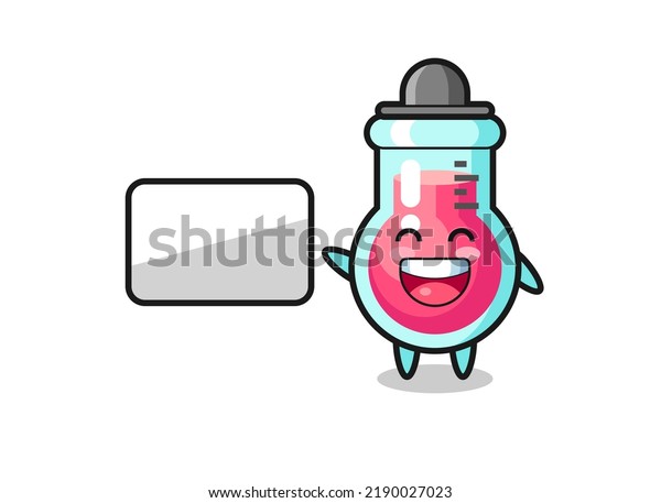 Laboratory Beaker Cartoon Illustration Doing Presentation: เวกเตอร์ ...