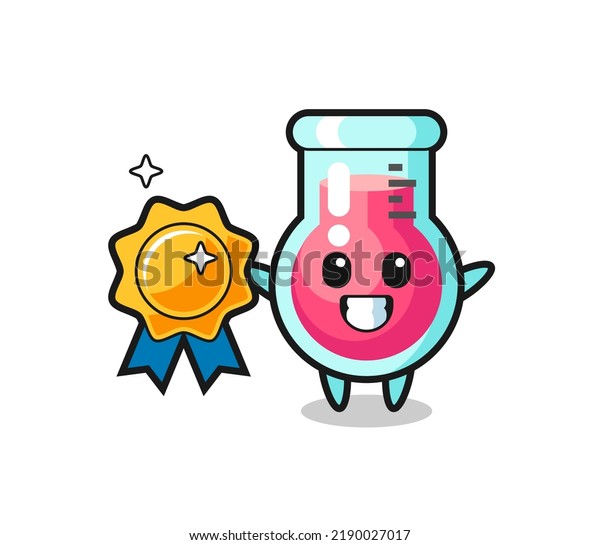 Laboratory Beaker Mascot Illustration Holding Golden: เวกเตอร์สต็อก ...