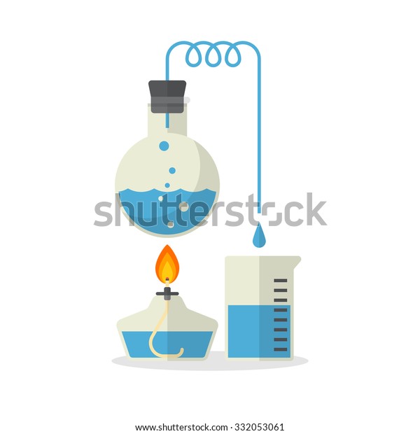 Laboratory Display Distillation Chemistry Flat Design Stock Vector ...