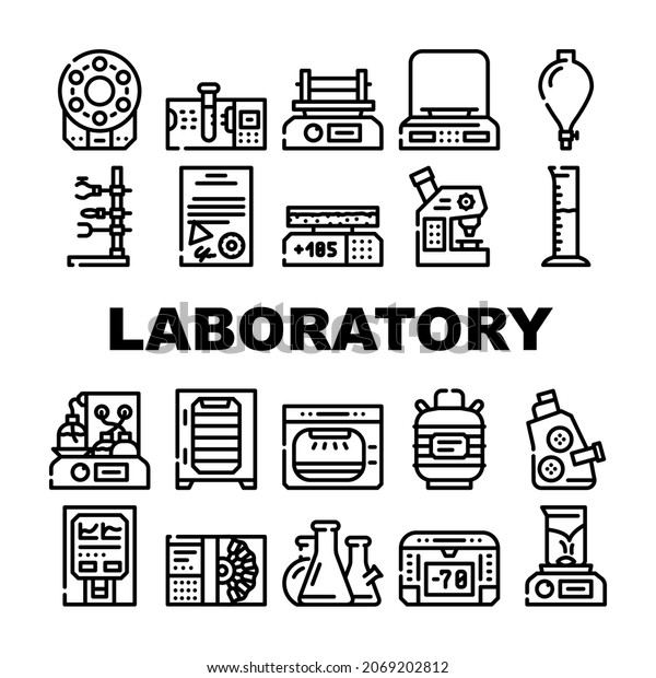 Laboratory Equipment Analysis Icons Set Vector Stock Vector (Royalty ...