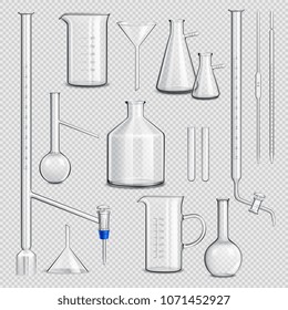 Laboratory Glassware Transparent Set Science Symbols Stock Vector ...