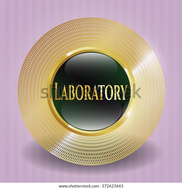 Laboratory Gold Badge Emblem Stock Vector (Royalty Free) 372623665 ...