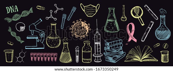 Laboratory Research Vector Hand Drawn Icons Stock Vector (Royalty Free ...