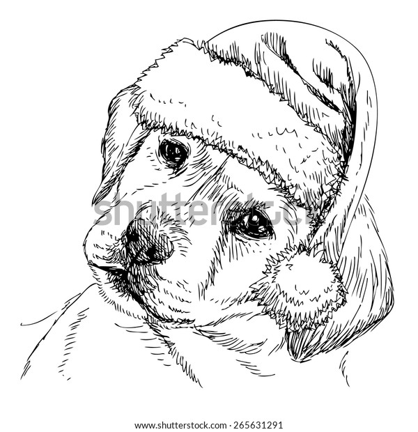 Labrador Retriever Santa Claus Hat Hand Stock Vector (Royalty Free ...