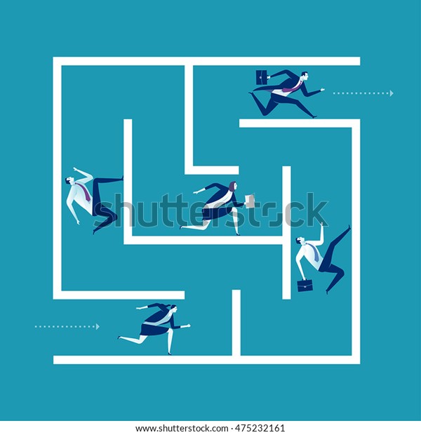 Labyrinth Business Persons Running Through Labyrinth Stock Vector ...