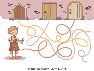 Labyrinth Childrens Educational Game Game Children Stock Vector ...