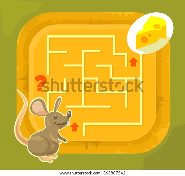 Labyrinth Game Children Vector Cartoon Illustration 스톡 벡터(로열티 프리 ...