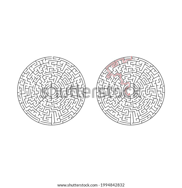Labyrinth Game Circle Maze Puzzle Find Stock Vector (Royalty Free ...