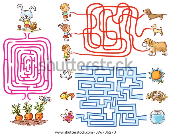 Jeux du Labyrinthe pour enfants d'âge : image vectorielle de stock ...