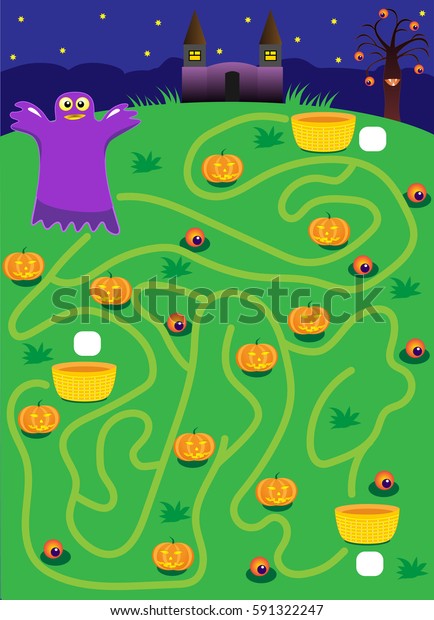 Labyrinth Ghost Maze On Halloween Find Stock Vector (Royalty Free ...