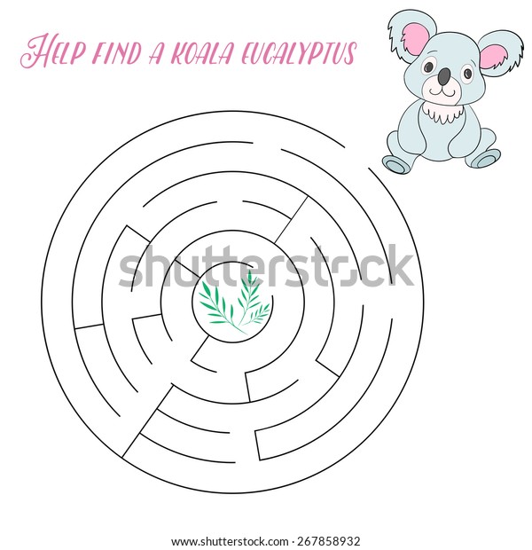 Labyrinth Maze Find Way Koala Kids Stock Vector (Royalty Free) 267858932
