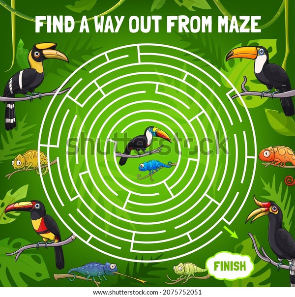 Labyrinth Maze Find Way Out Toucan Stock Vector (Royalty Free ...