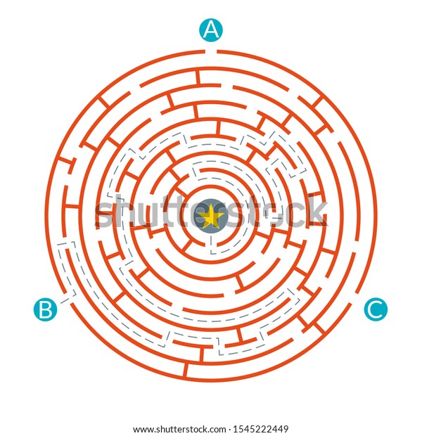 Labyrinth maze game. Circle puzzle. Find exit or right way challenge ...