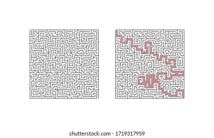 Labyrinth Maze Game Puzzle Solution Vector Stock Vector (Royalty Free ...