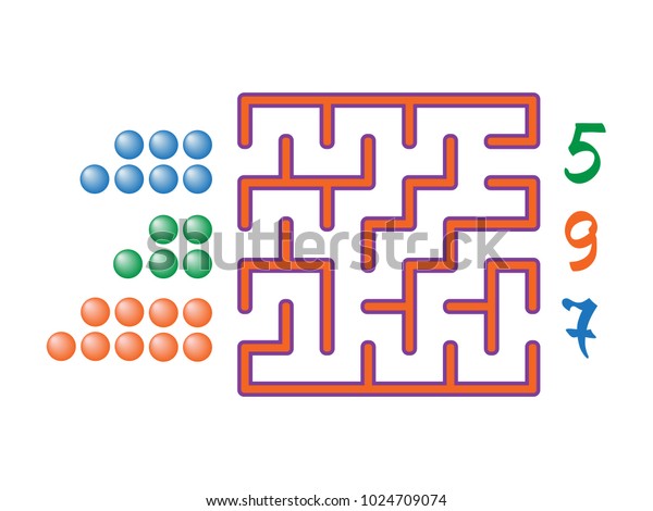 Labyrinth Numbers Children On White Background Stock Vector (Royalty ...