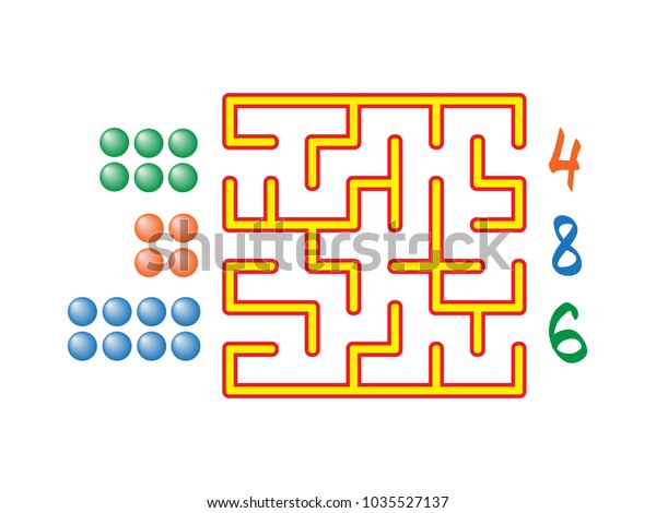 Labyrinth Numbers Children On White Background Stock Vector (Royalty ...