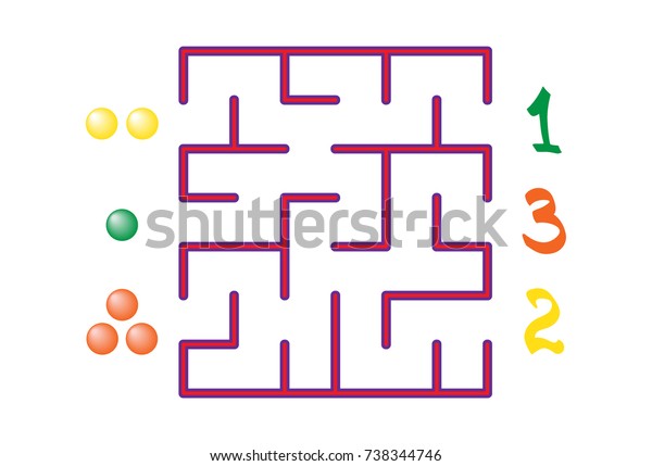 Labyrinth Numbers Children On White Background Stock Vector (Royalty ...