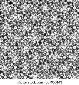 Lace Black Seamless Pattern Flowers On Stock Vector (Royalty Free ...