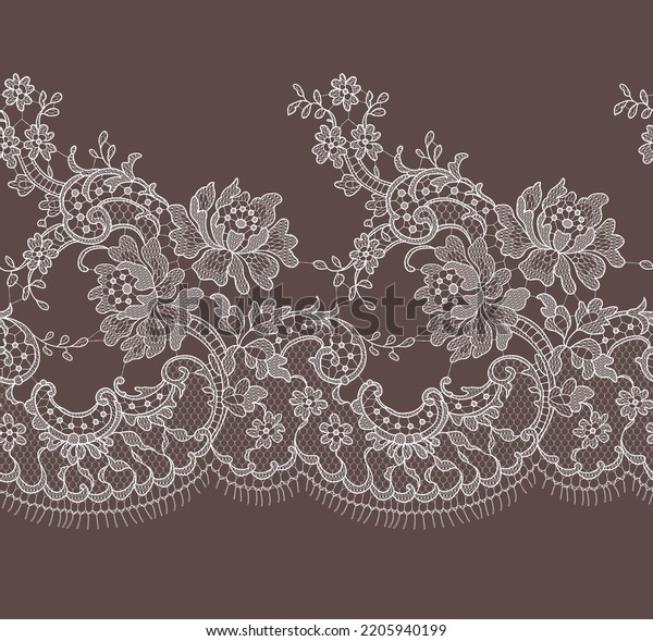 Lace Seamless Pattern Floral Border Stock Vector (Royalty Free ...