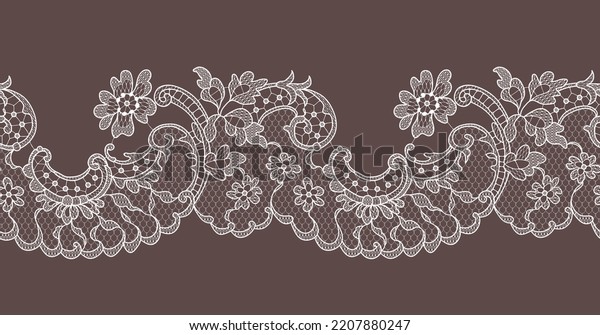 Lace Seamless Ribbon Floral Pattern Stock Vector (Royalty Free ...