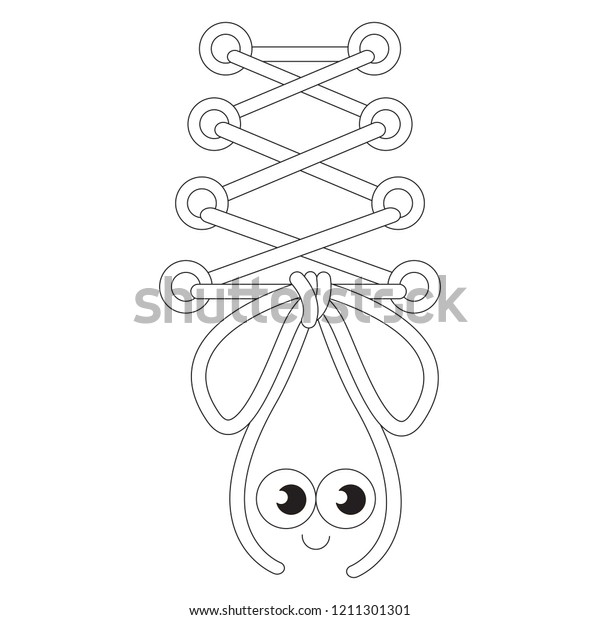 Lacing Cartoon Outlined Illustration Thin Line Stock Vector (Royalty ...