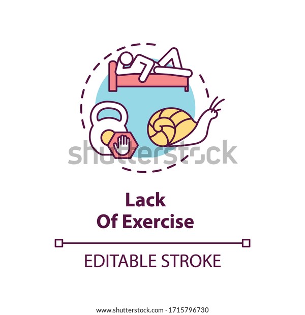 Lack of exercise concept icon. Unhealthy lifestyle, laziness idea thin ...