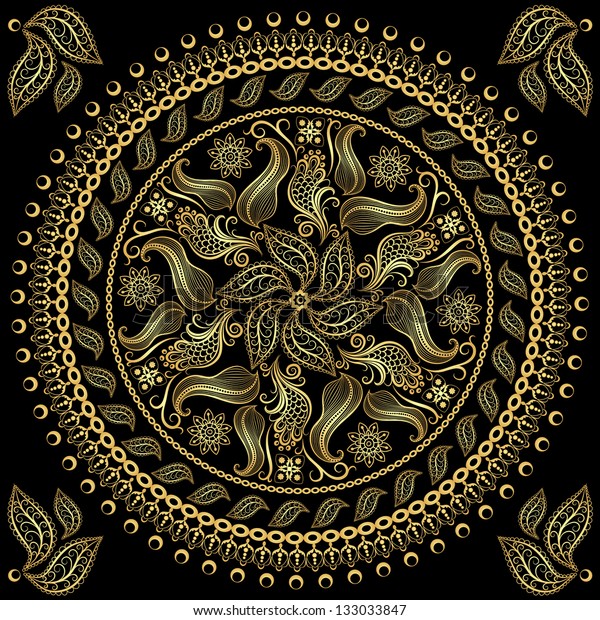 Lacy Gold Round Vintage Pattern On Stock Vector (Royalty Free ...