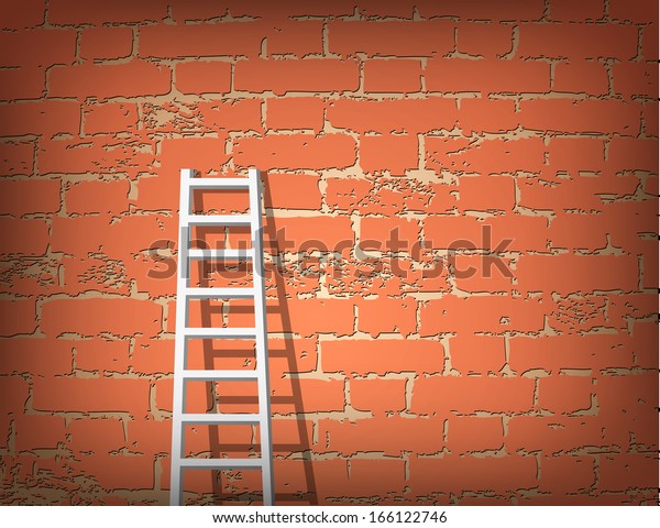Ladder Against Brick Wall Vector Illustration Stock Vector (Royalty ...