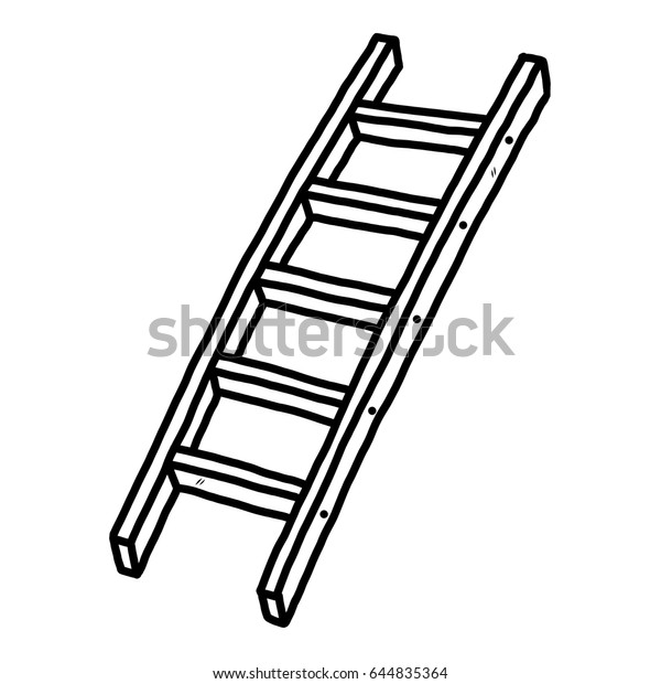 ladder / cartoon vector and illustration, black and white, hand drawn ...