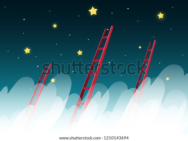 Ladder Reaching Reaching Star Against On Stock Vector (Royalty Free ...