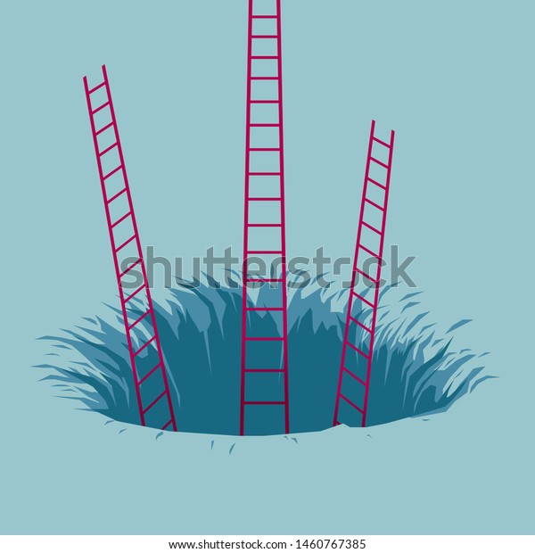 Ladder Trap Isolated On Blue Background Stock Vector (Royalty Free ...