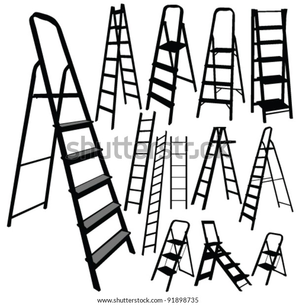 Ladder Vector Silhouette Black Color On Stock Vector (Royalty Free ...