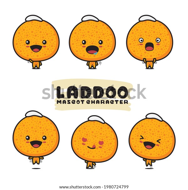 Laddoo Cartoon Mascot Vector Illustration Traditional Stock Vector ...