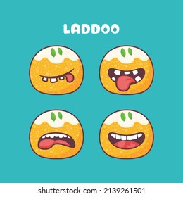 Laddoo Cartoon Vector Illustration Traditional Indian Stock Vector ...