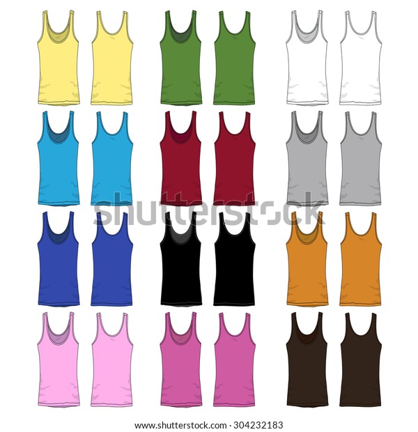Ladies Tank Top Drawings Various Colors Stock Vector (Royalty Free ...
