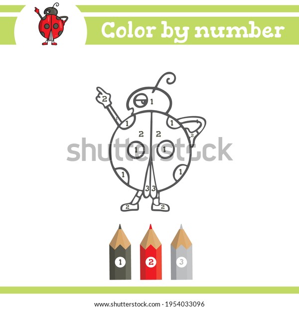 Lady Bug Color By Numbers Coloring Stock Vector (Royalty Free ...