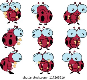 Lady Bug Emotion Happy Sad Angry Stock Vector (Royalty Free) 117268516 ...