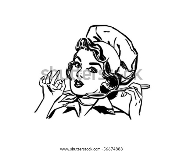 Lady Chef Retro Clip Art Stock Vector (Royalty Free) 56674888